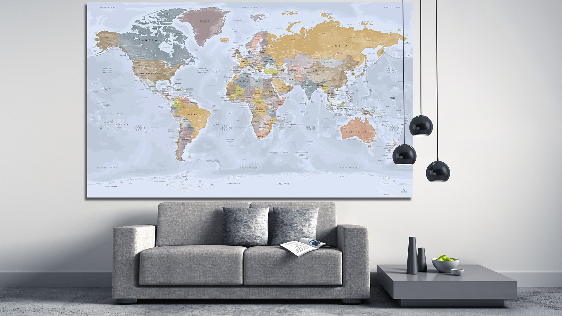 Complete World Map (Detailed Plan) - World Map with Antarctica