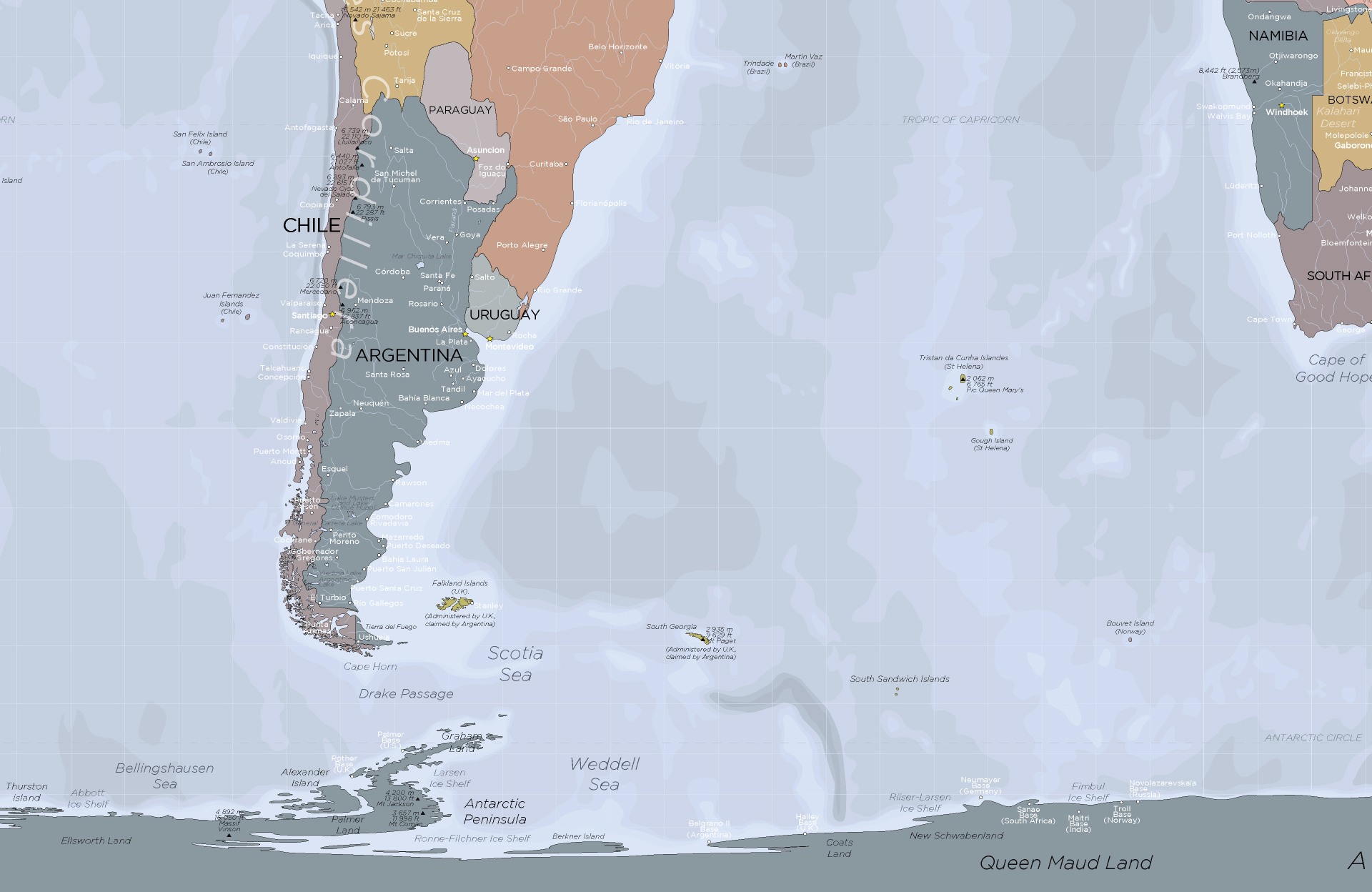 Gall-Peters World Map - Gall-Peters Planisphere | Original Map