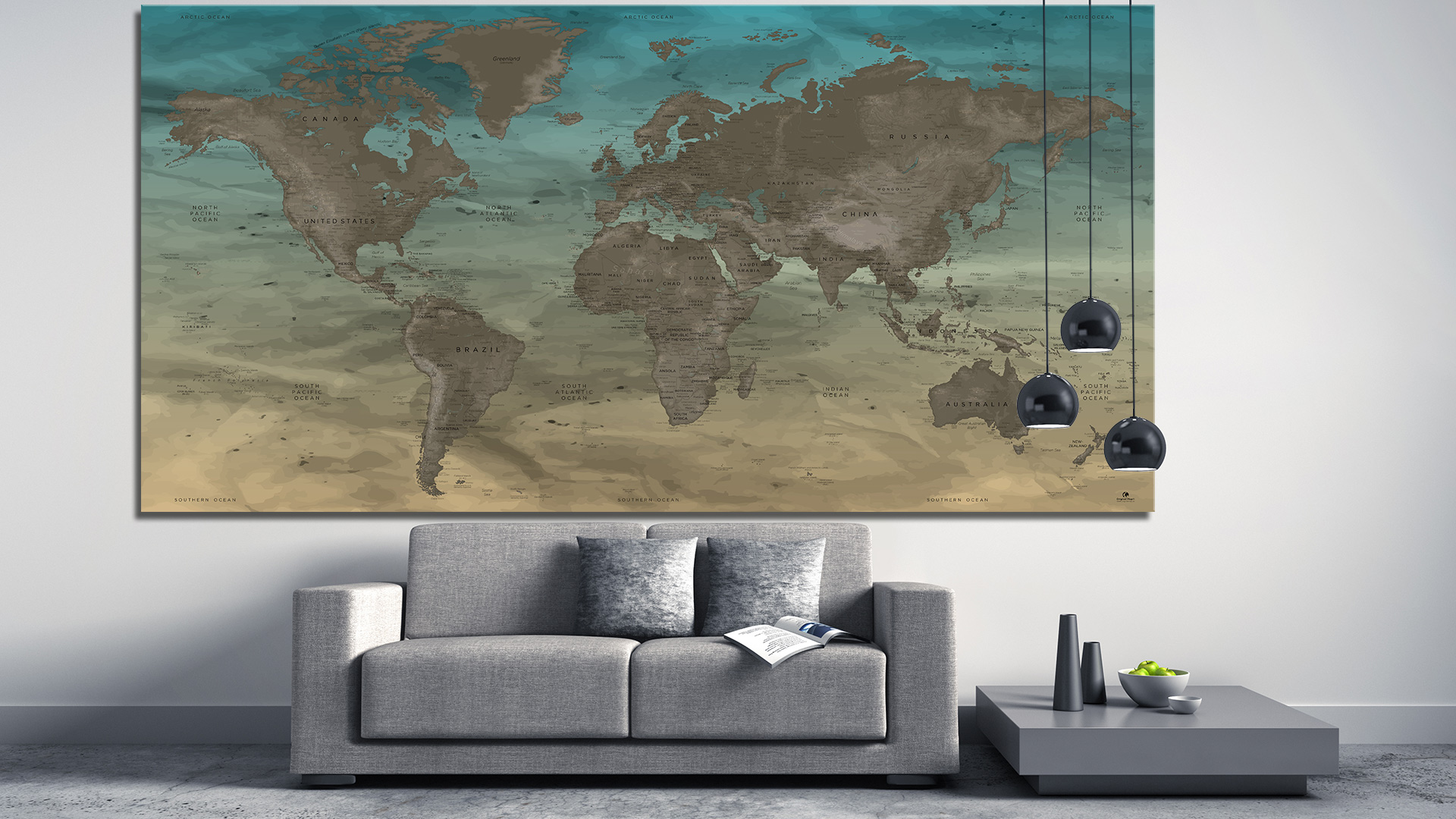 Original and accessible World Map for Salon | Original Map