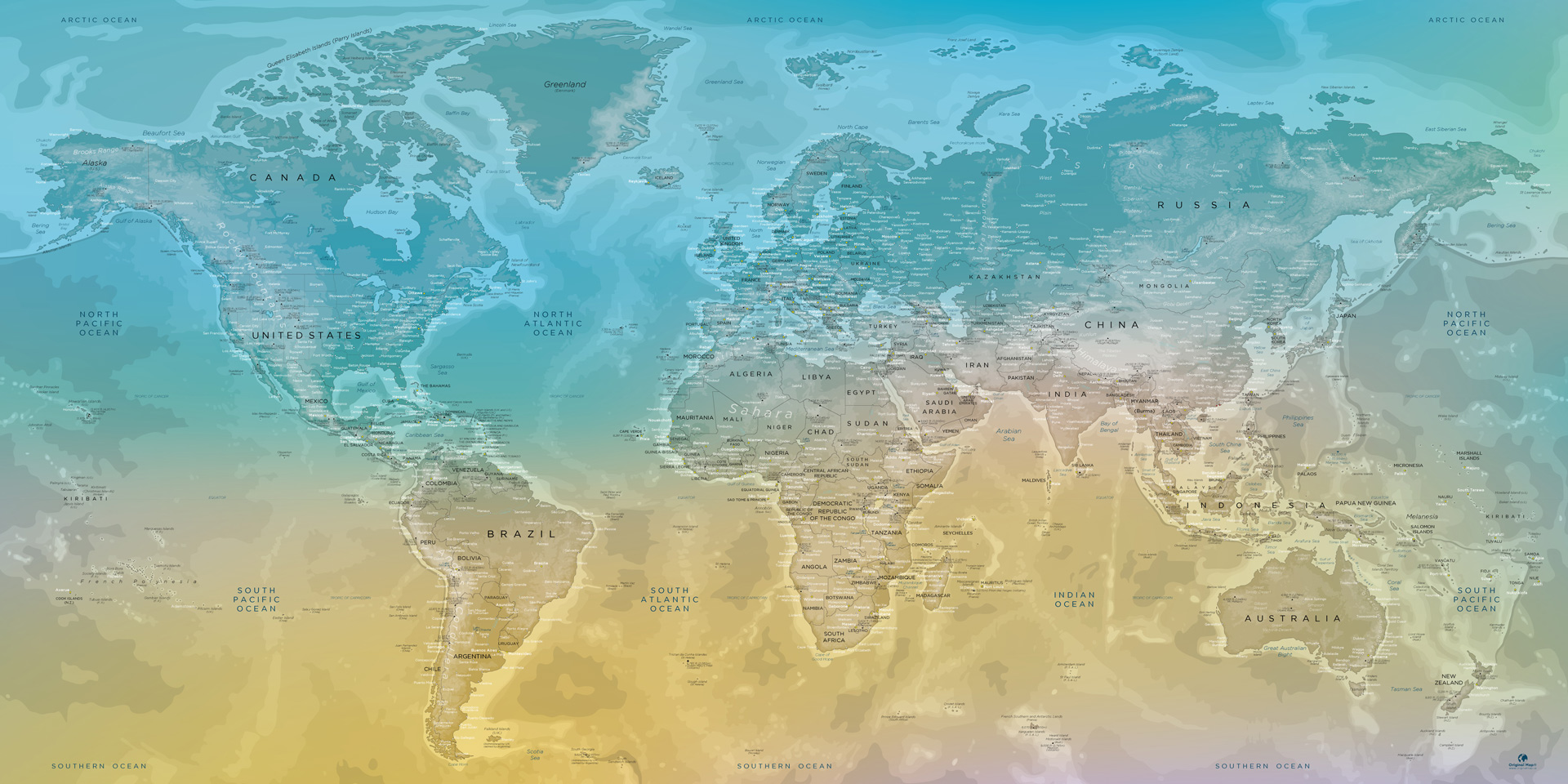 Relief World Map - Relief Map Chart - World map | Original Map