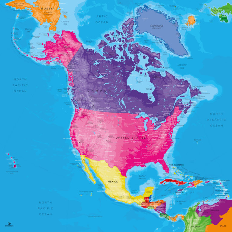 → More than 15 templates of Decorative North America Map | Original Map