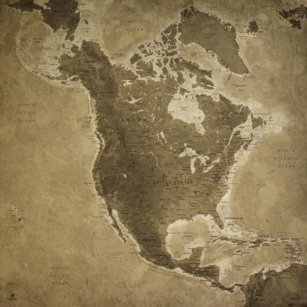 → More than 15 templates of Decorative North America Map | Original Map