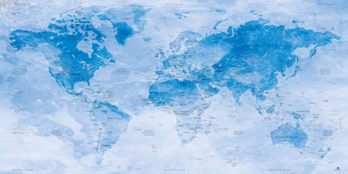 Watercolour World Map - Watercolour Planisphere | Original Map