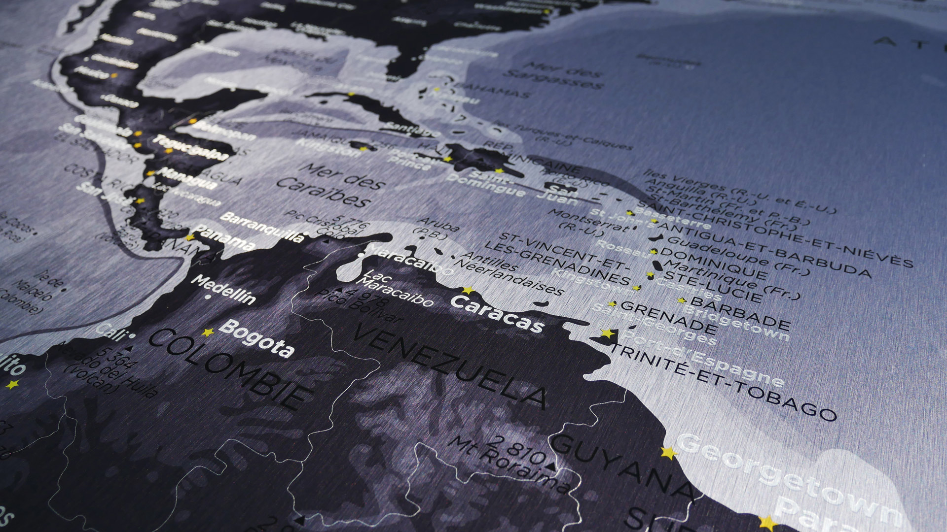 Brushed Aluminium World Map - Metallic World Map – Purchase