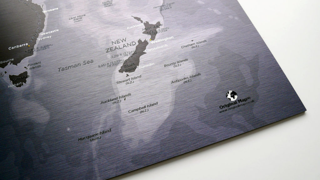 Brushed Aluminium World Map - Metallic World Map – Purchase