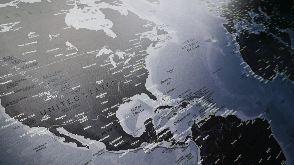 Brushed Aluminium World Map - Metallic World Map – Purchase