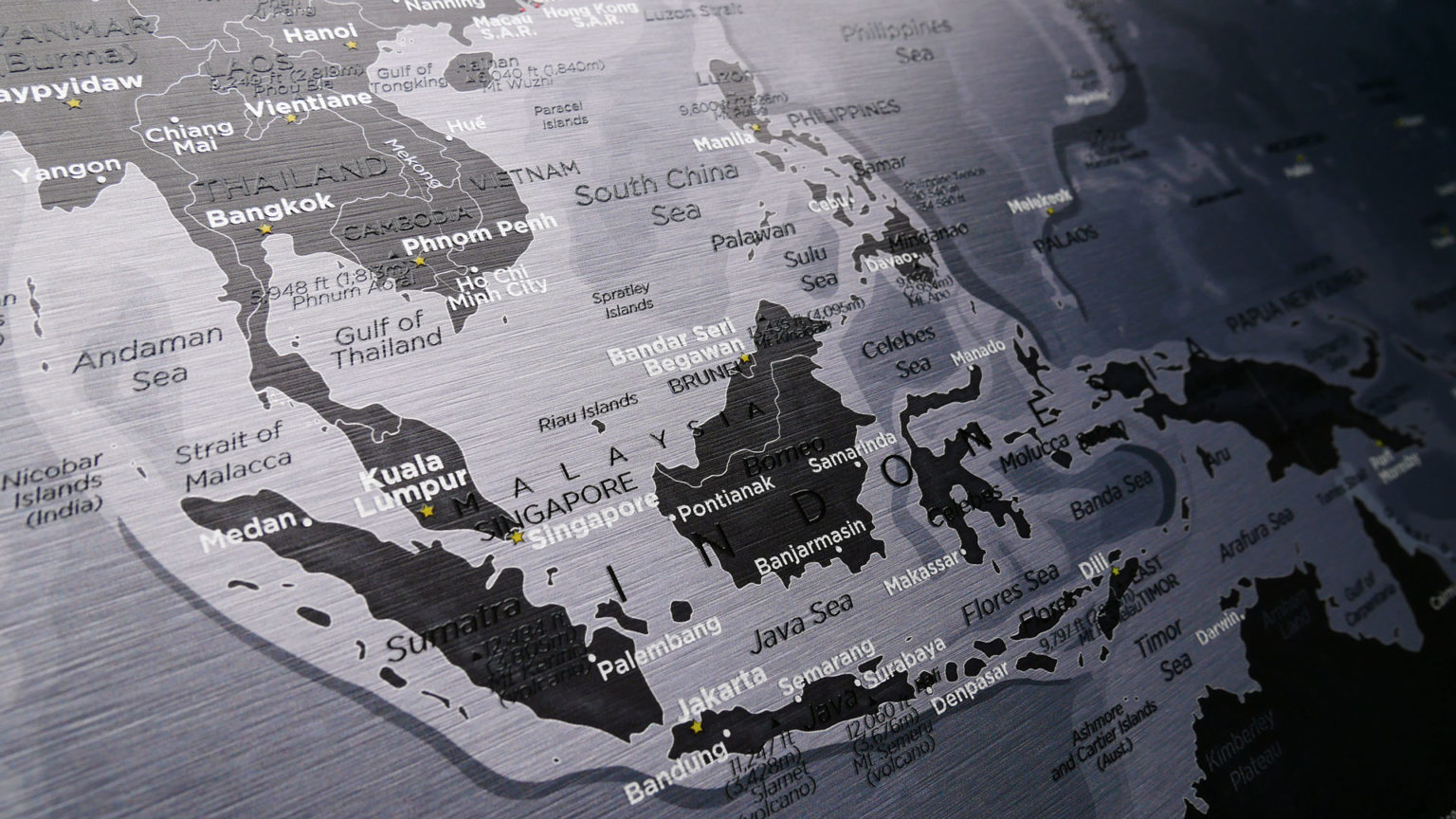 Brushed Aluminium World Map - Metallic World Map – Purchase