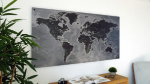 Brushed Aluminium World Map - Metallic World Map – Purchase