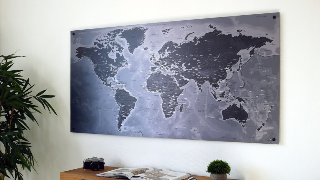 Brushed Aluminium World Map - Metallic World Map – Purchase